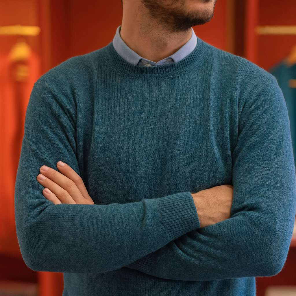 Suéter Suéter “Killa Anka” cuello O Azul cobalto – Etno Alpaca